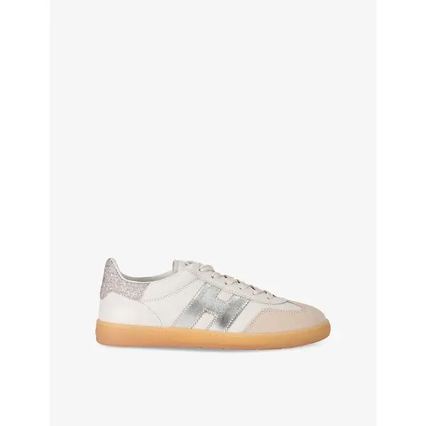 Hogan Leather And Suede Low-top Trainers - Silver Com