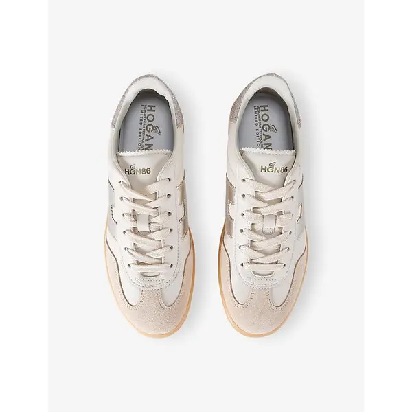 Hogan Leather And Suede Low-top Trainers - Silver Com
