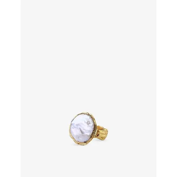 LA MAISON COUTURE Ece London The Aphrodite Baroque Ring In 22ct Vermeil With Zircon And Pearl - Yellow Gold