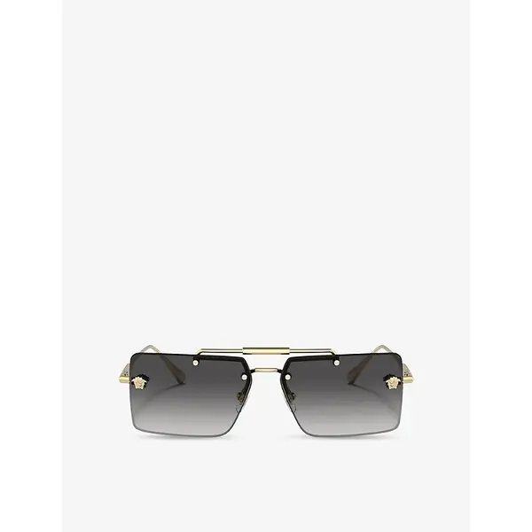 Versace Ve2245 Rectangular Sunglasses - Gold