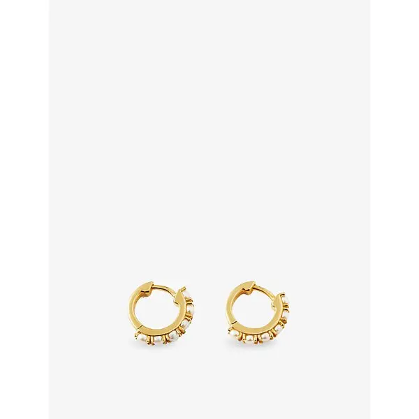 MISSOMA Gemstone Pearl Huggie Hoop Earrings