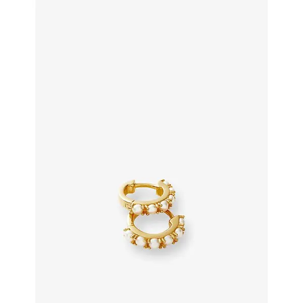 MISSOMA Gemstone Pearl Huggie Hoop Earrings