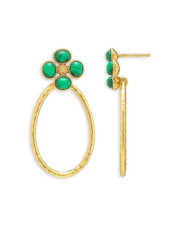 CAPUCINE DE WULF Labradorite Clover Teardrop Earrings - Malachite