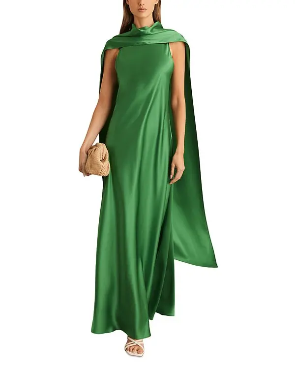 reiss green silk dress Buy Reiss Green Fae Satin Cape Maxi Dress from Next USA