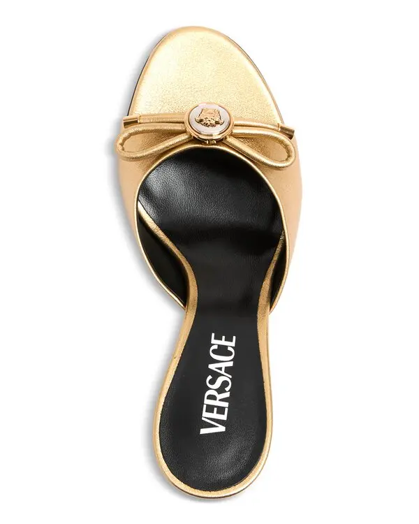 Versace Opera Bow 85mm Patent Mules - Mekong Gold-versace Gold