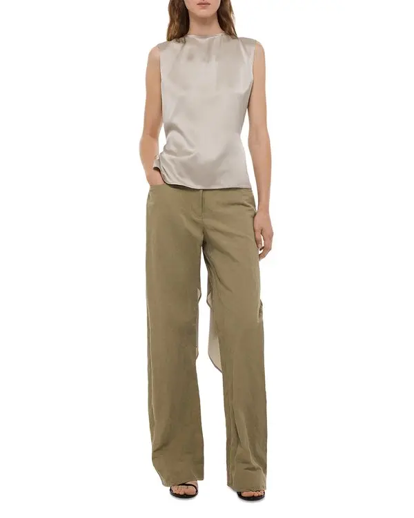 Helmut Lang Silk Scarf Drape Top - Green Tea