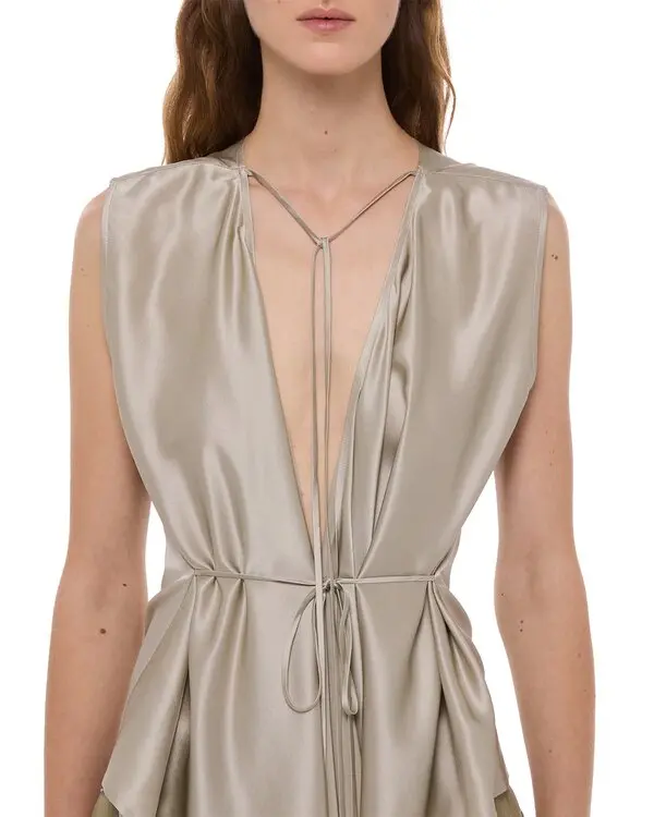 Helmut Lang Silk Scarf Drape Top - Green Tea