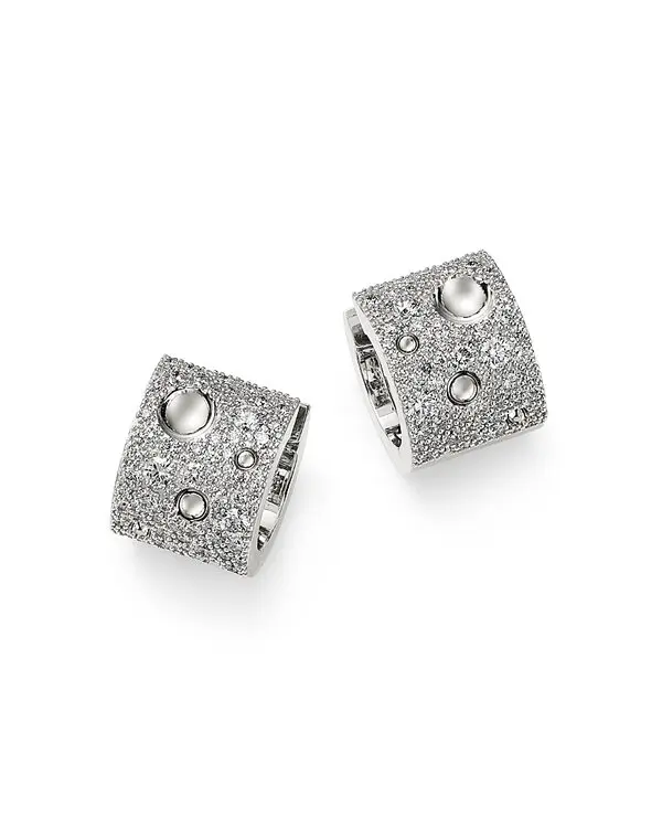 Roberto Coin 18k Gold Pois Moi Luna Pave Diamond Hoop Earrings - White
