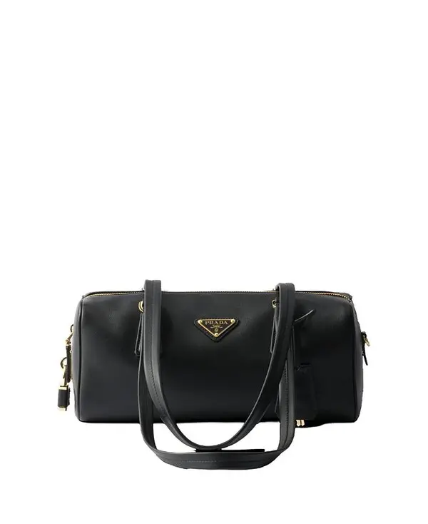 Prada Medium Leather Top-handle Bag With Padlock - Black