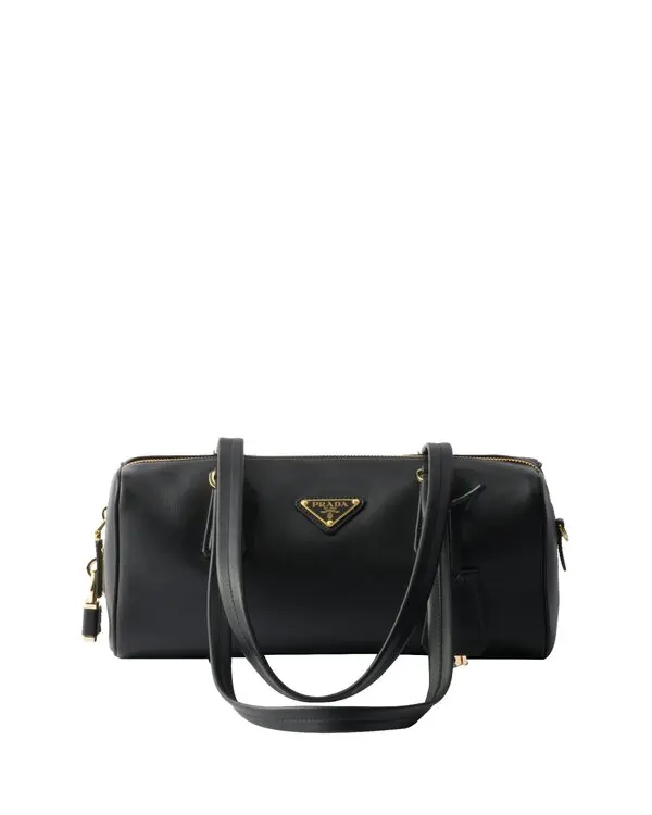Prada Medium Leather Top-handle Bag With Padlock - Black