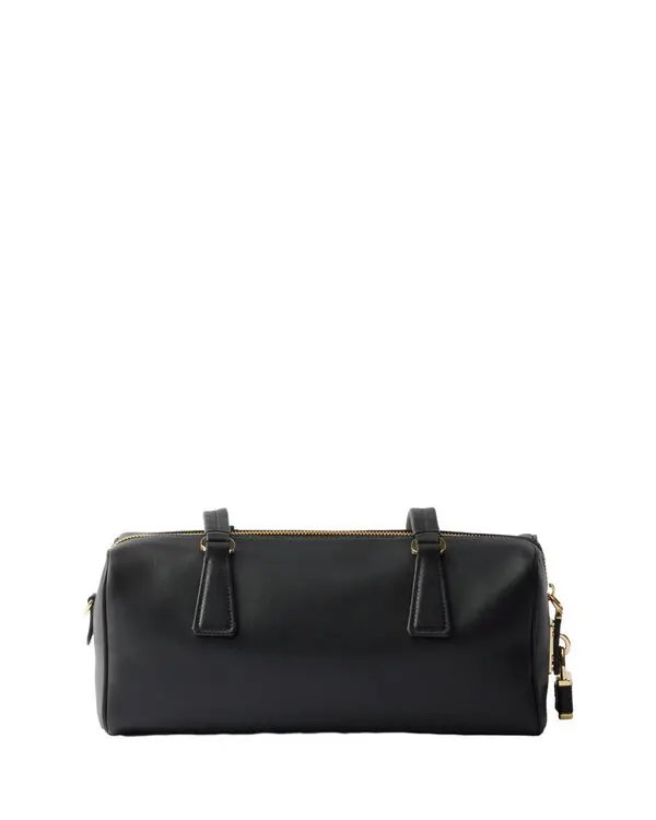 Prada Medium Leather Top-handle Bag With Padlock - Black