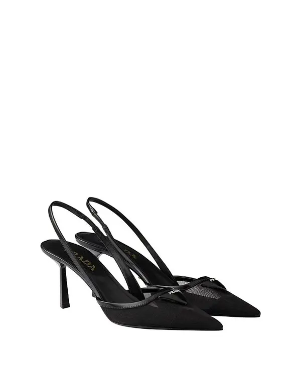 Prada Mesh Slingback Pumps - Black