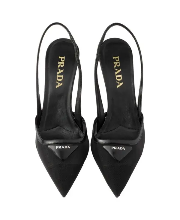 Prada Mesh Slingback Pumps - Black