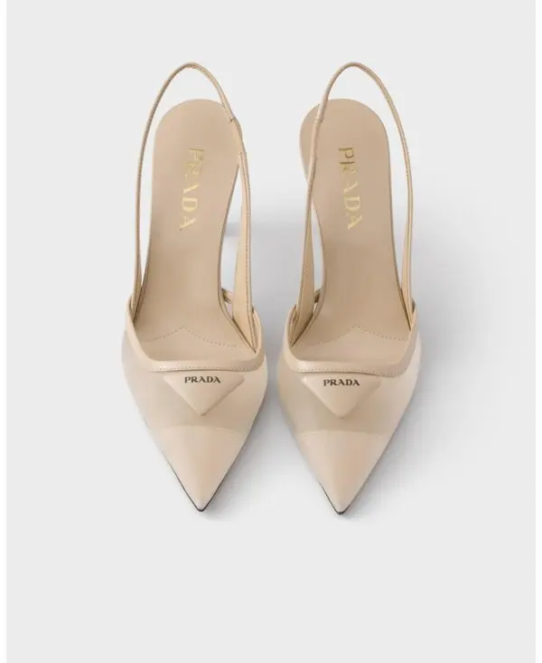 Prada Mesh Slingback Pumps - Neutral