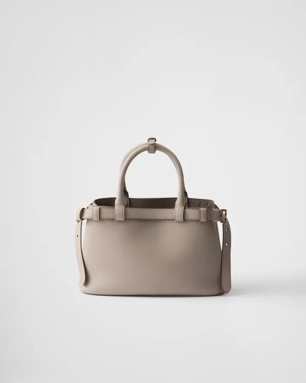 Prada Small Leather Handbag With Double Belt - Grey