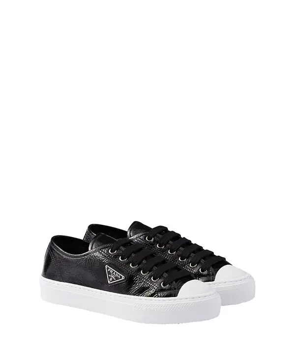 Prada Naplak Patent Leather Sneakers - Black