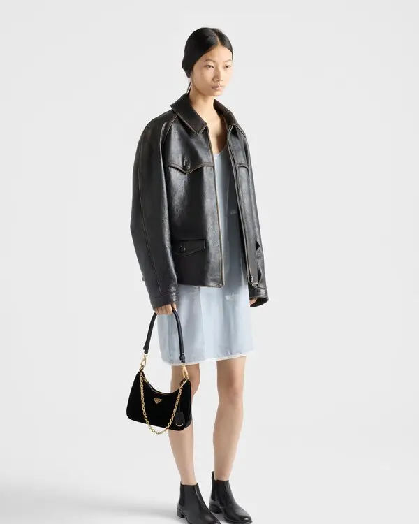 Prada Re-edition Mini Velvet Bag - Black