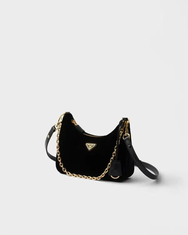 Prada Re-edition Mini Velvet Bag - Black