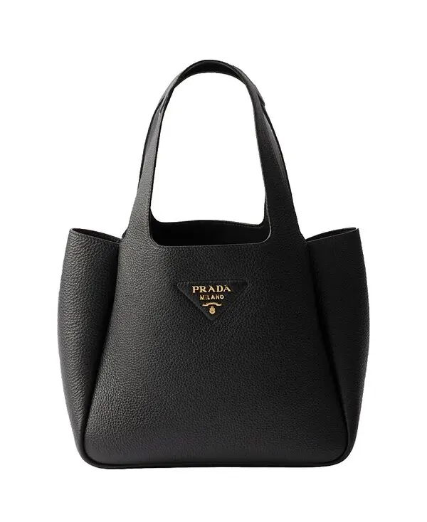 Prada Small Leather Tote Bag - Black