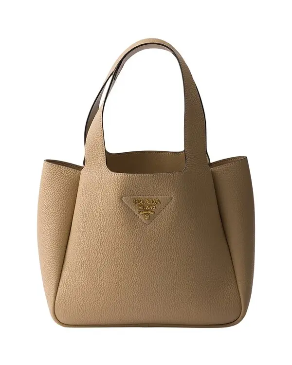 Prada Small Leather Tote Bag - Neutral