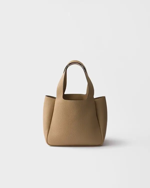 Prada Small Leather Tote Bag - Neutral