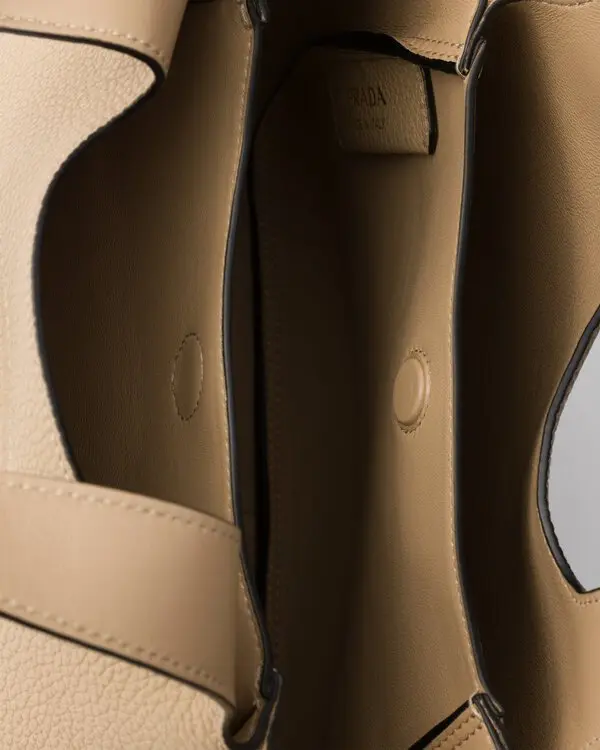 Prada Small Leather Tote Bag - Neutral