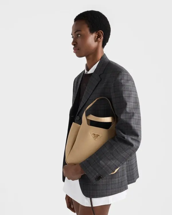 Prada Small Leather Tote Bag - Neutral