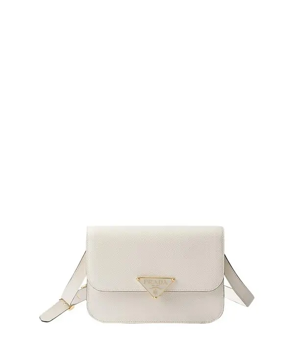 Prada Saffiano Leather Flap Shoulder Bag - White
