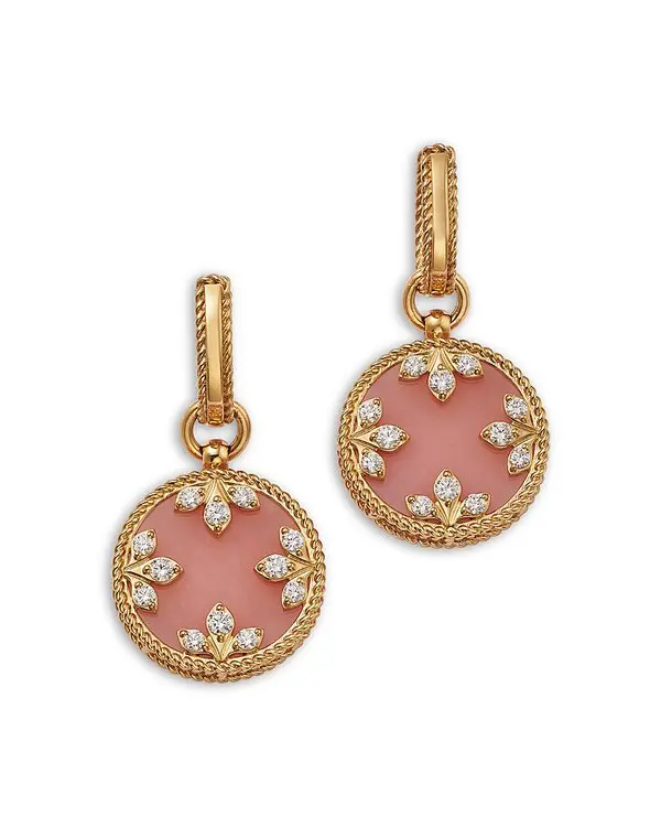 Roberto Coin 18k Yellow Gold Diamond And Pink Opal Earrings - Pink/gold