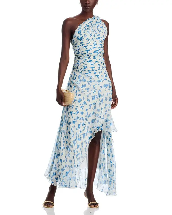 Victoria Beckham One Shoulder Draped Midi Dress