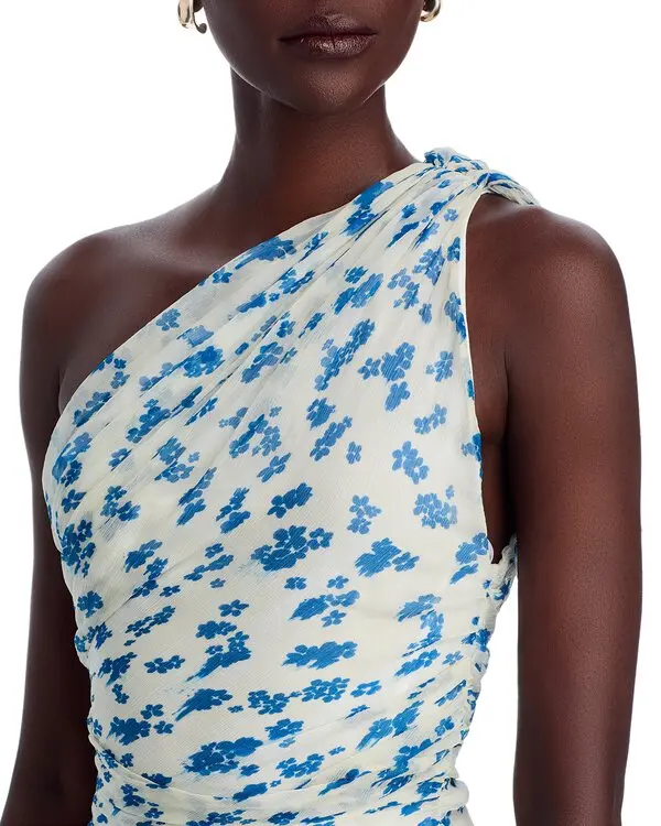 Victoria Beckham One Shoulder Draped Midi Dress