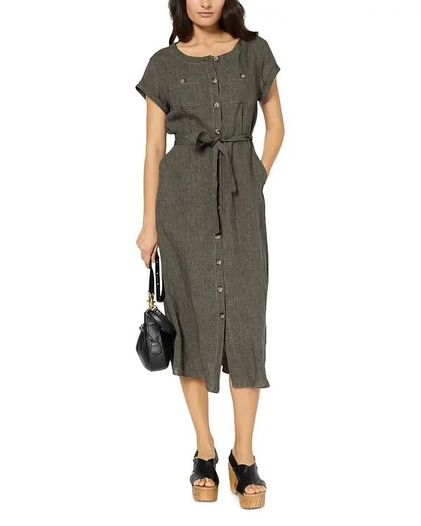Gerard Darel Pascale Linen Shirt Dress In Green - 55% Off | Editorialist