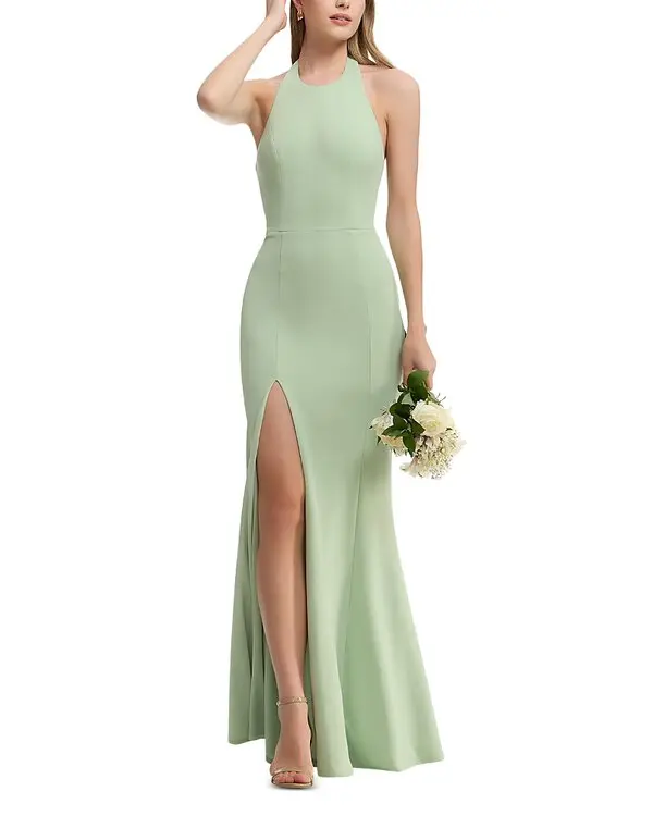 Dress The Population Paige Halter Gown - Sage | Editorialist