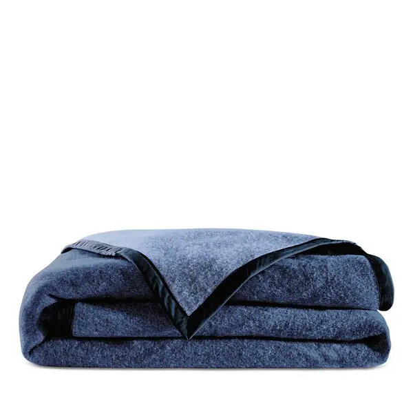ANNE DE SOLENE Frima Virgin Wool Bed Blanket, King - Bleu