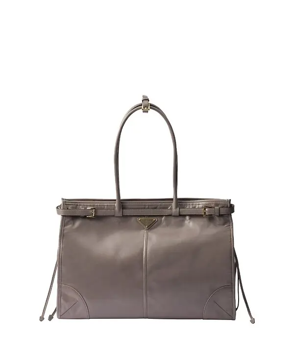 Prada Bonnie Extra-Large Leather Handbag - Pewter | Editorialist