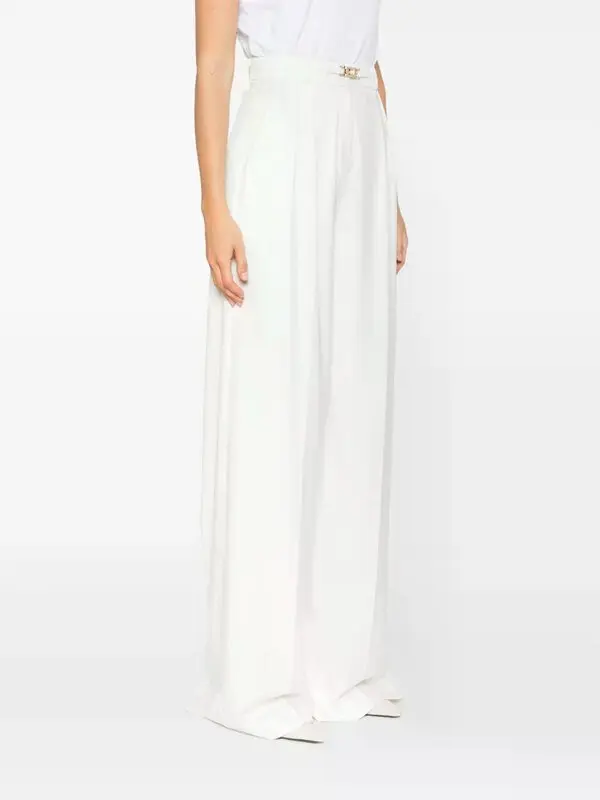NISSA Pleated Wide Leg Trousers - White