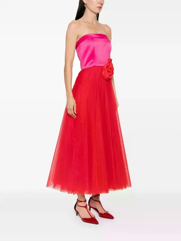 PARLOR Floral-appliqué Gown - Red