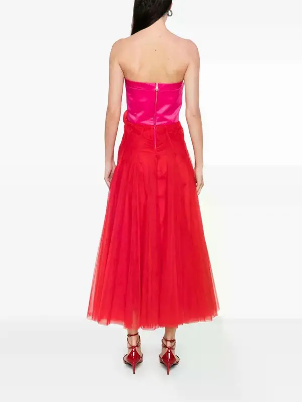 PARLOR Floral-appliqué Gown - Red