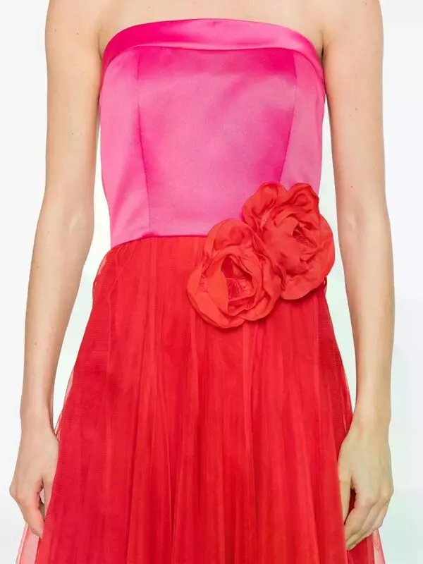 PARLOR Floral-appliqué Gown - Red