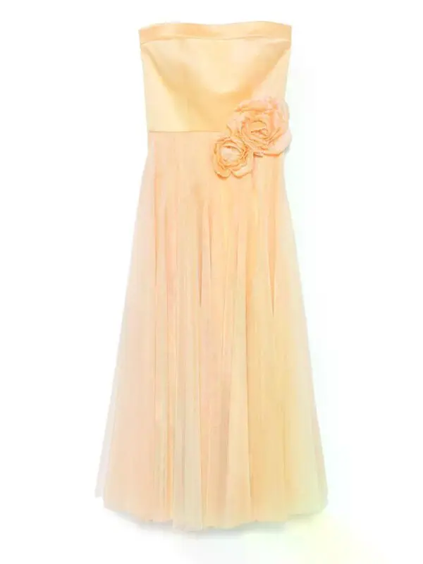 PARLOR Floral-appliqué Gown - Orange