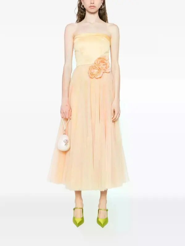 PARLOR Floral-appliqué Gown - Orange