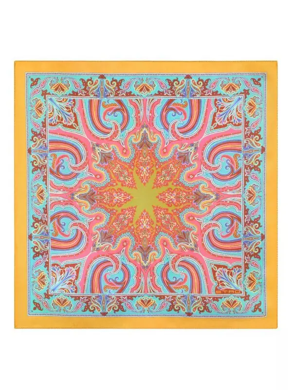 Etro Silk Pocket Square - Orange