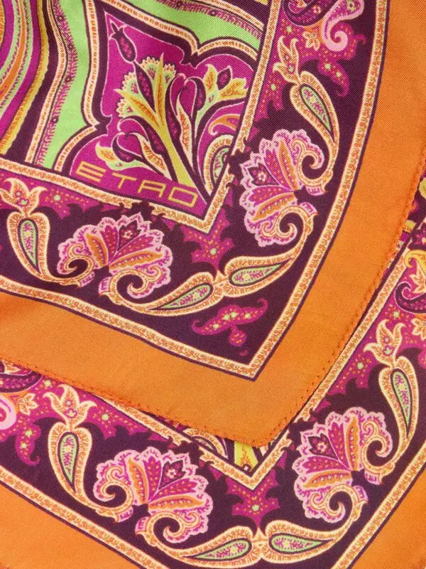 Etro Silk Pocket Square - Orange