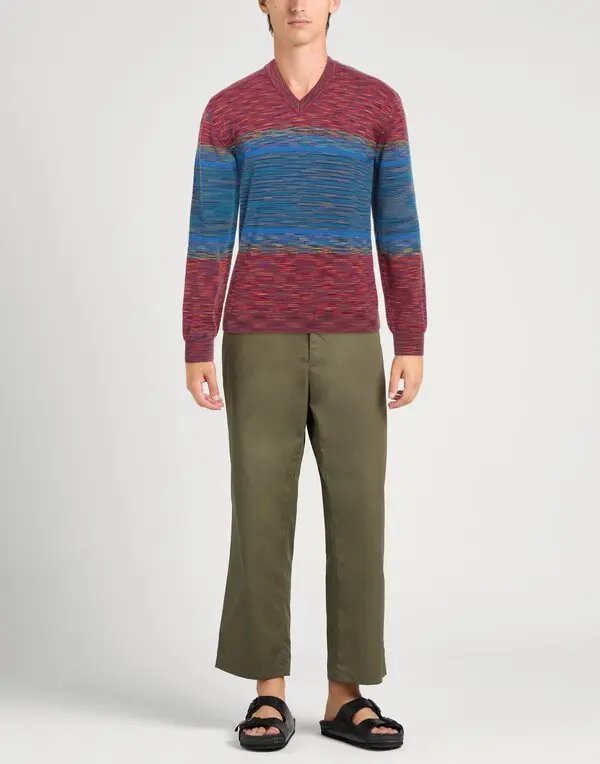 Missoni Wool V-neck Lightweight Knit Sweater - Red