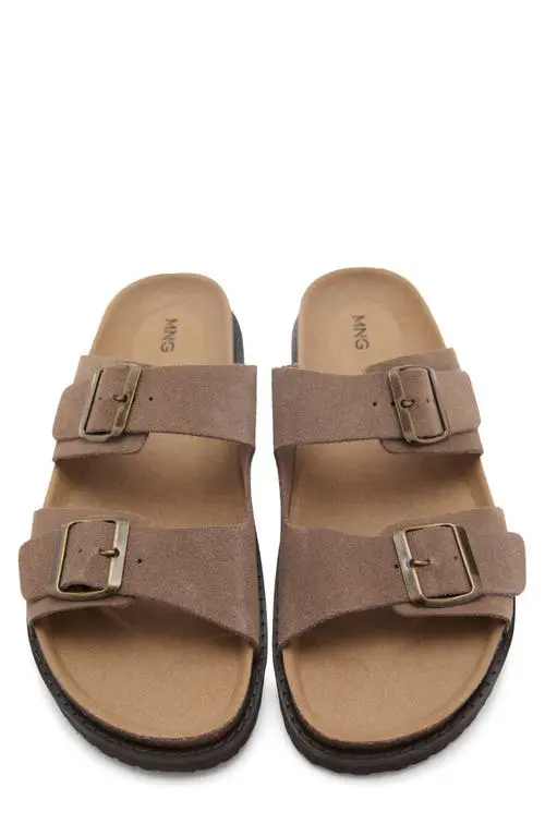 Mango Buckled Leather Slide Sandal