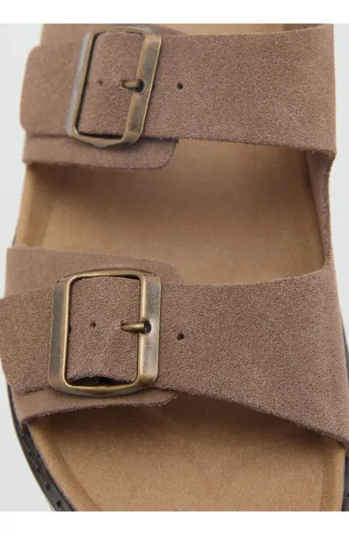 Mango Buckled Leather Slide Sandal