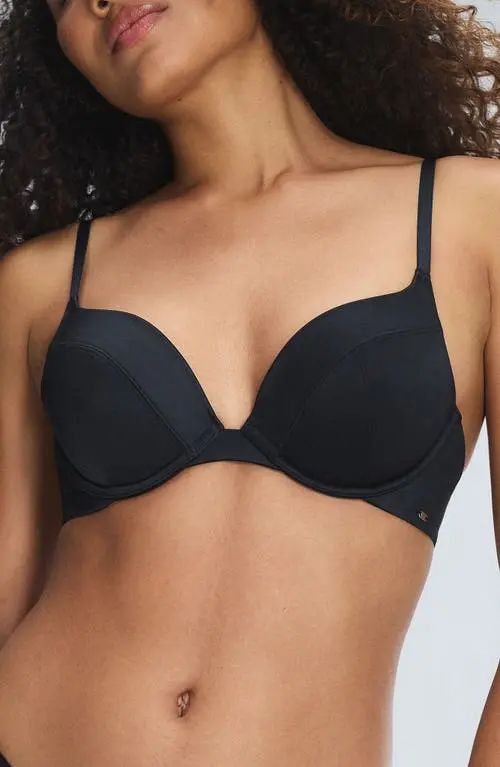 SAVAGE X FENTY Slipp Satin Push-up Plunge Bra - Black Caviar