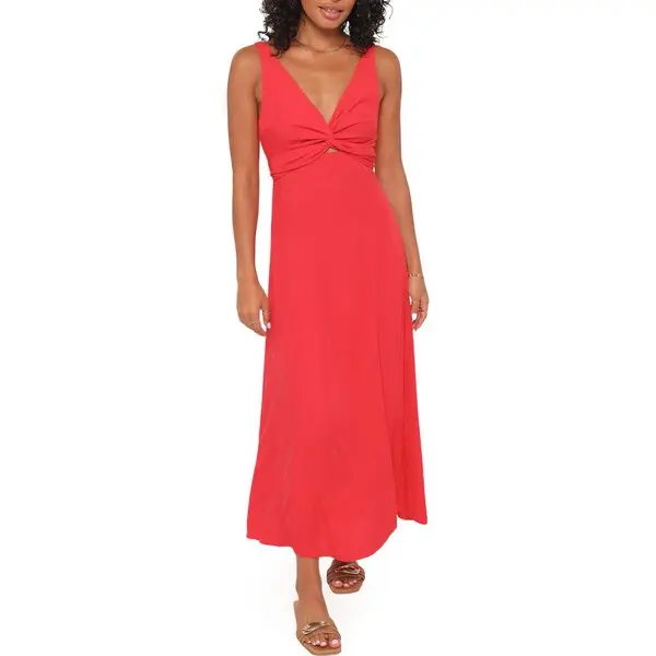 PETAL & PUP Archer Fit & Flare Midi Dress - Red