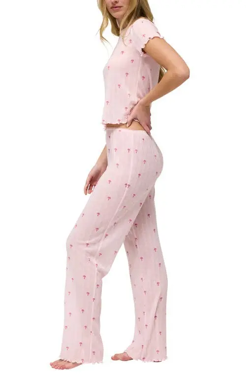 Honeydew Intimates Somewhere Sunny Pointelle Pajamas - Pink Salt Palms