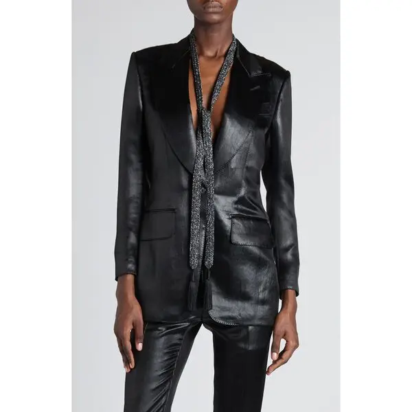 TOM FORD Bianca Single-breasted Liquid Satin Blazer